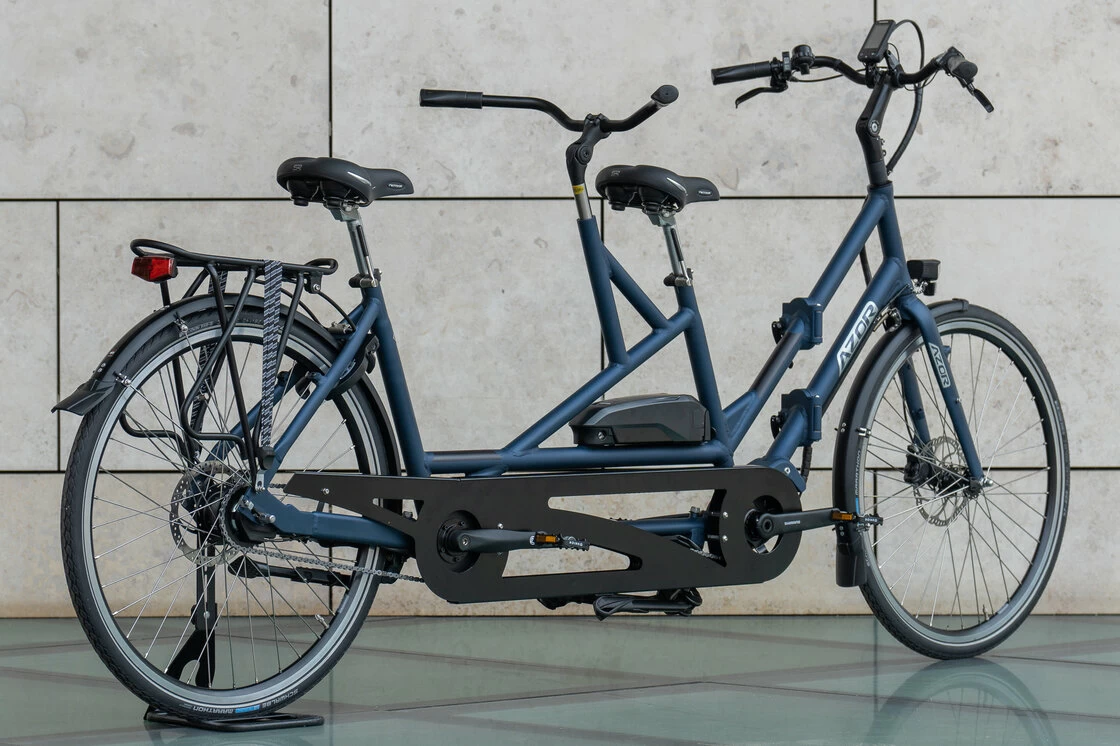 Rower elektryczny tandem składany AZOR Special 28" wolnobieg Niebieski Mat • RoweryStylowe.pl